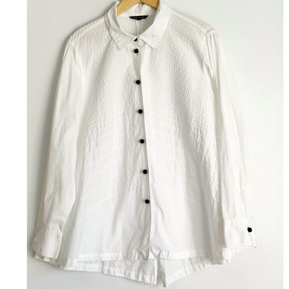 John Mark | Tops | John Mark Womens X White Textured Black Knot Button ...